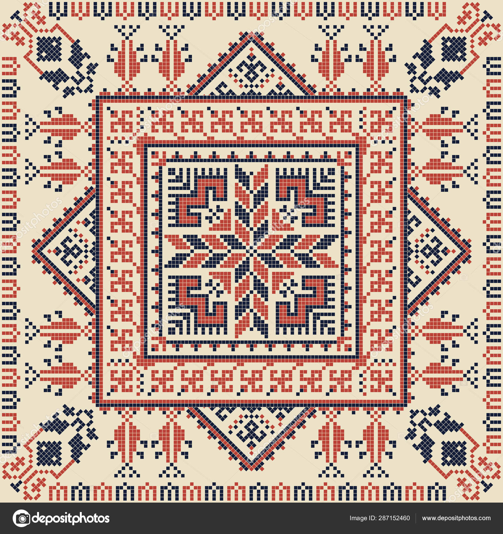Palestinian embroidery pattern 91 Stock Vector by ©rceeh 287152460