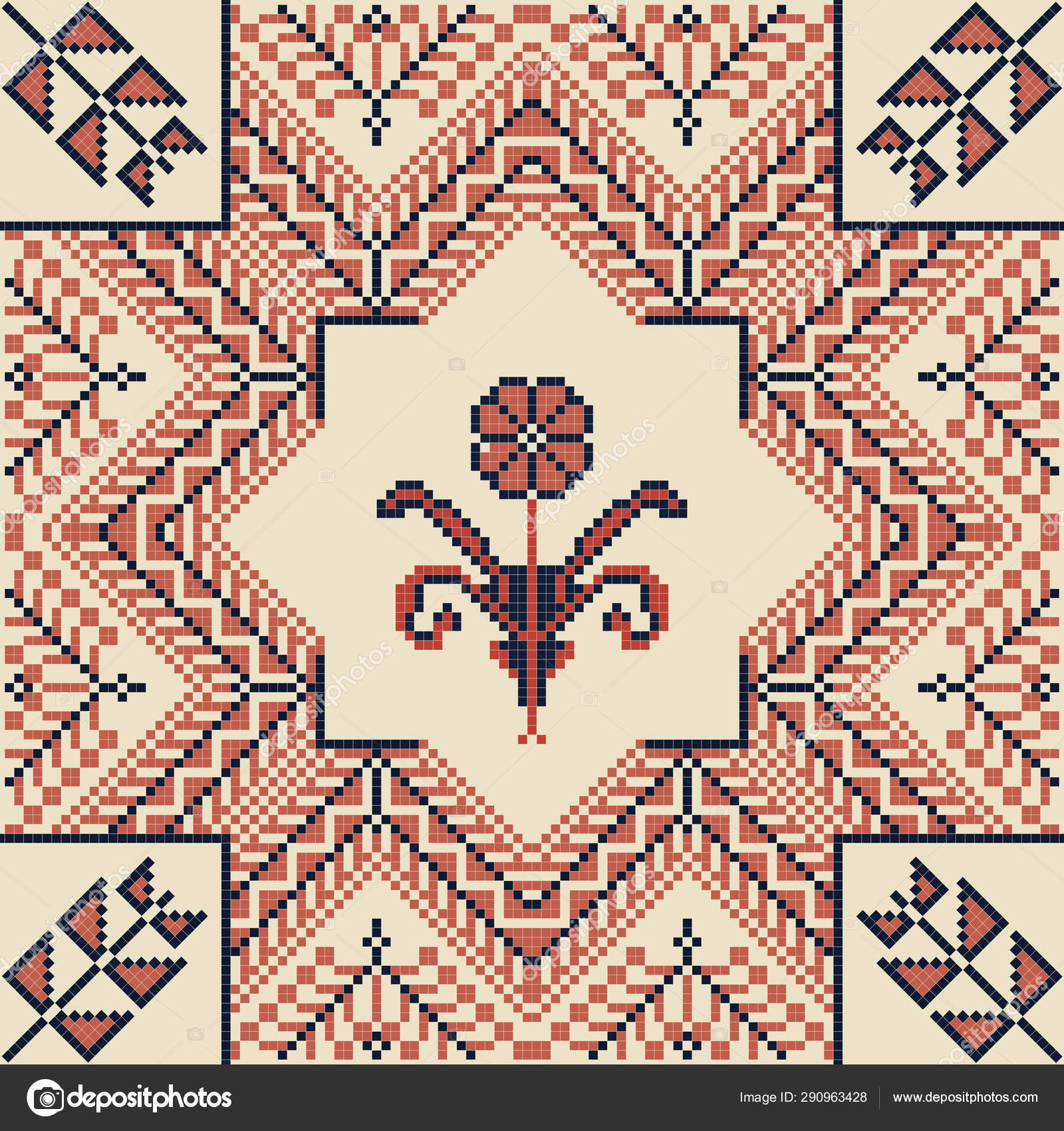 Palestinian embroidery pattern 51 Stock Vector Image by ©rceeh #290963428