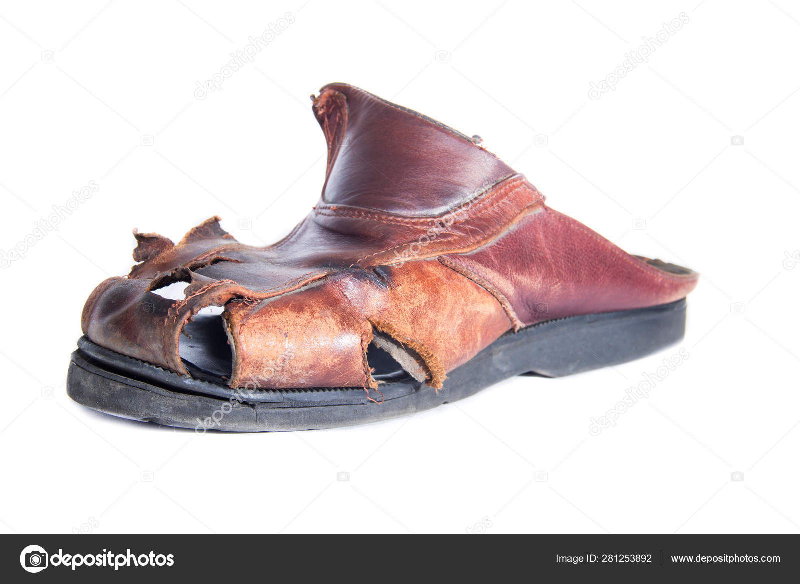 Old and broken shoe. White background Stock Photo by ©prasongtakham ...