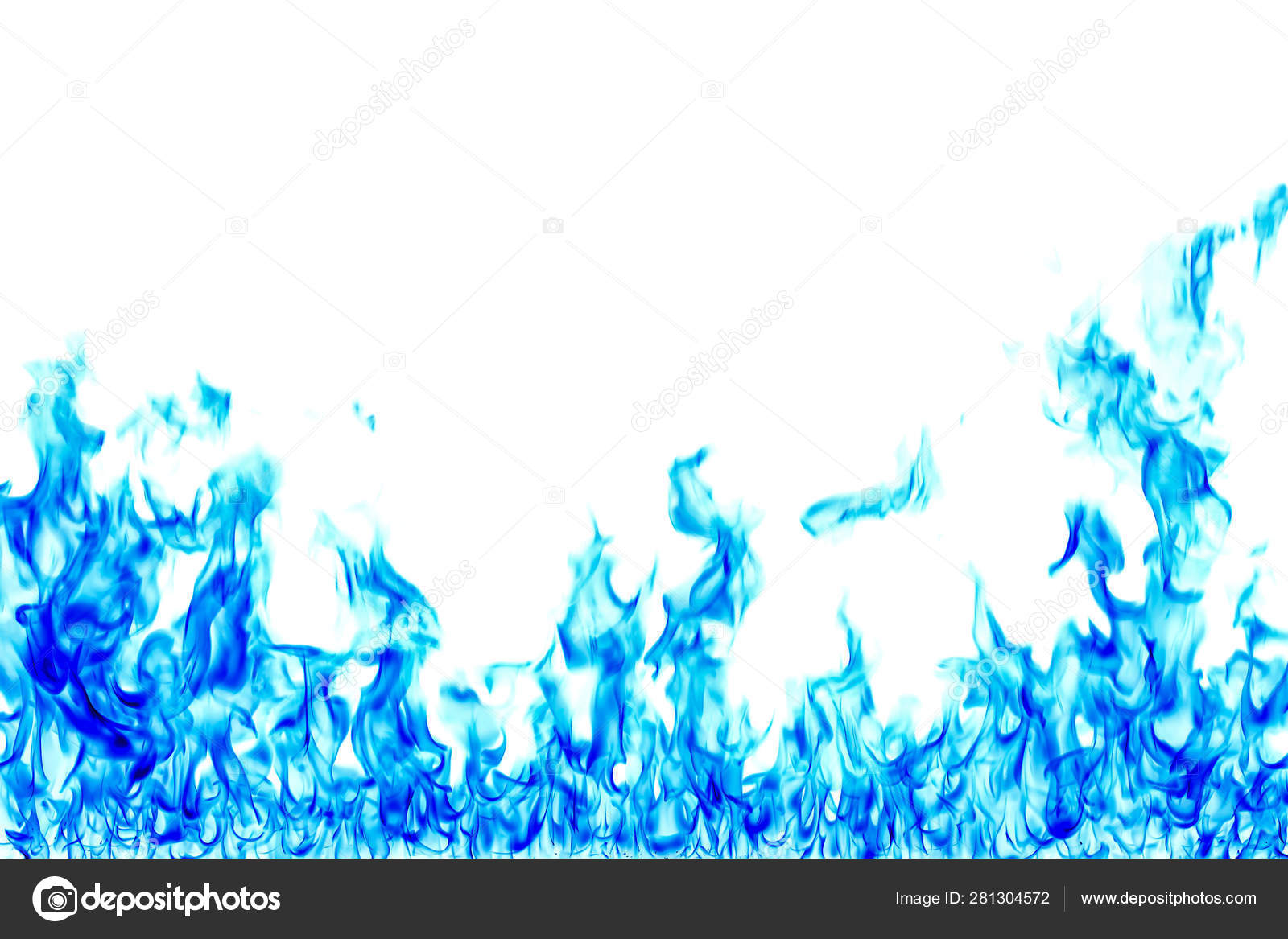Blue Fire Flames White Background