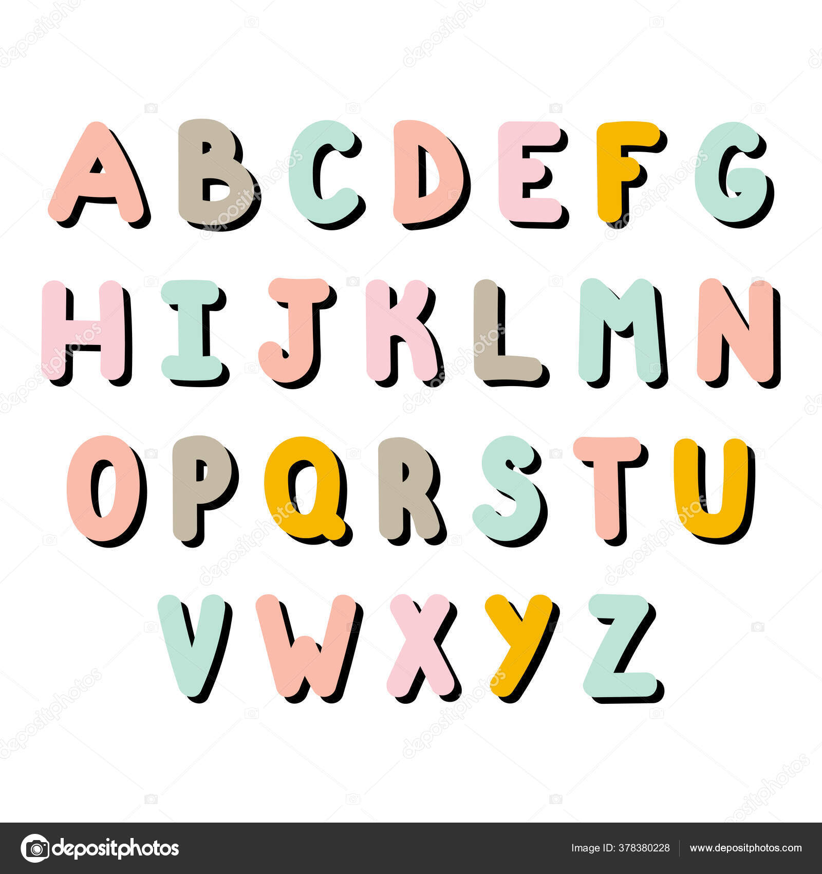 Kézzel Rajzolt Angol Ábécé Aranyos Betűk Tervedhez Színes Betűtípus ...