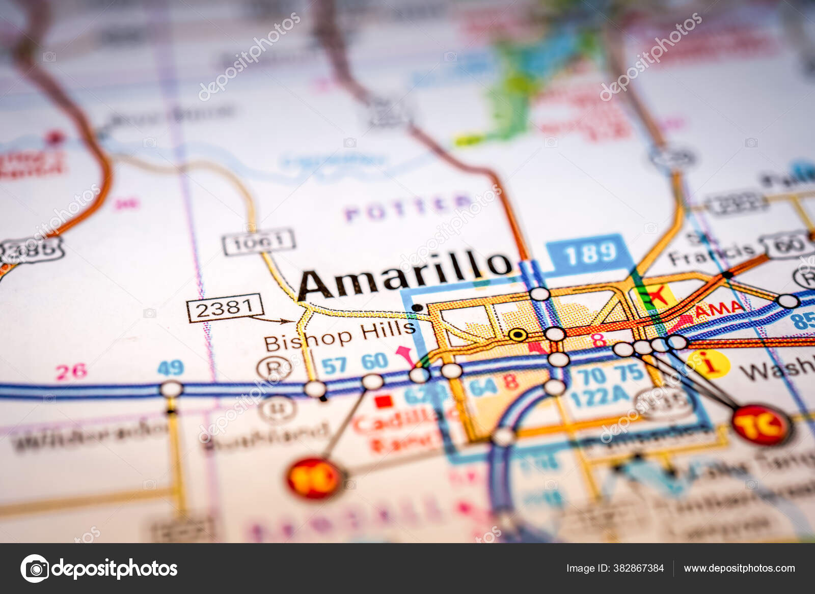 Amarilo Map Usa Background Travel Stock Photo by ©aallm 382867384