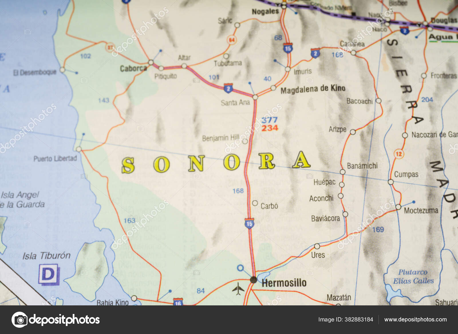 Sonora Mexico Map Travel Background Stock Photo by ©aallm 382883184