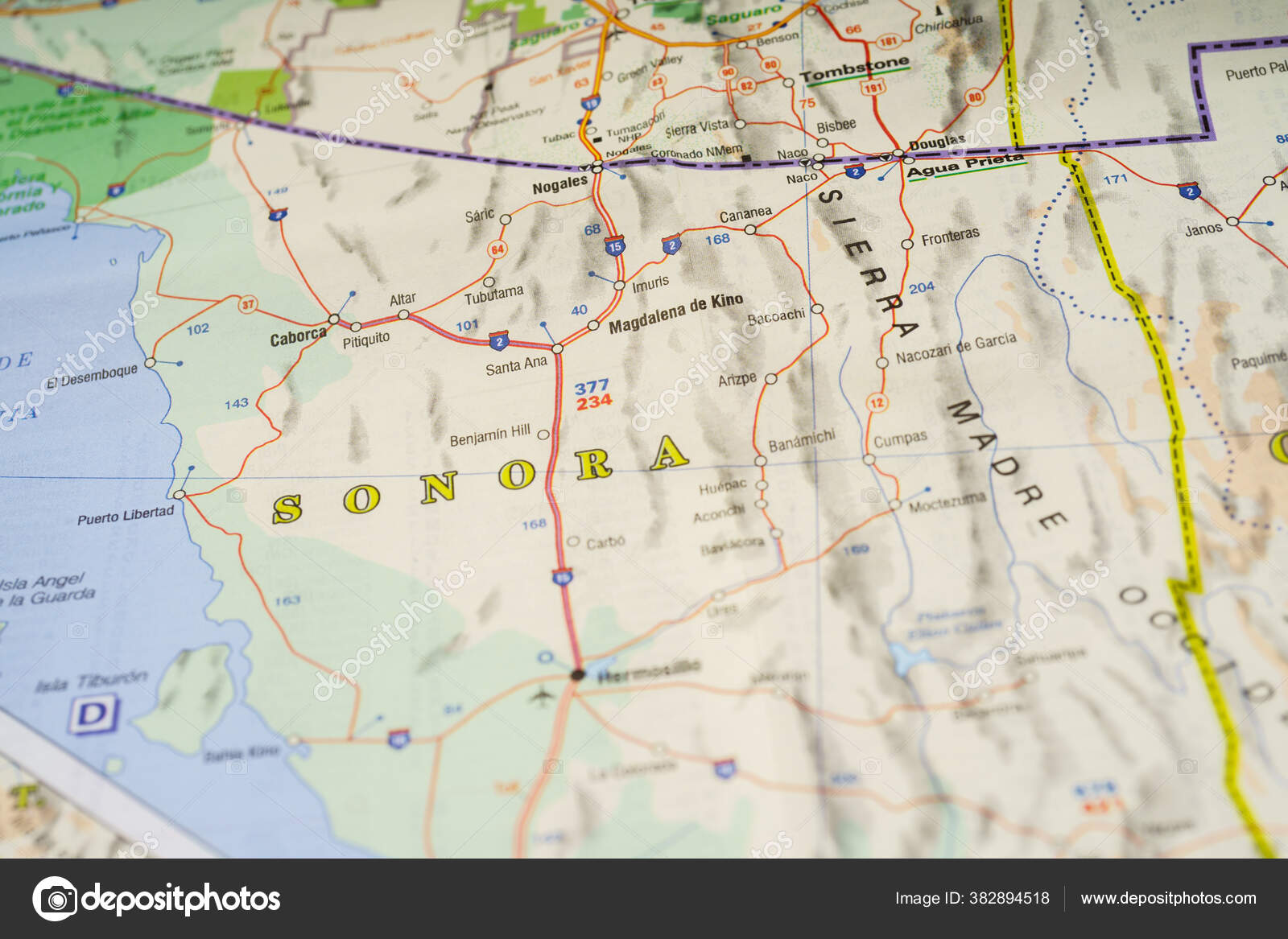 Sonora Mexico Map Travel Background Stock Photo by ©aallm 382894518