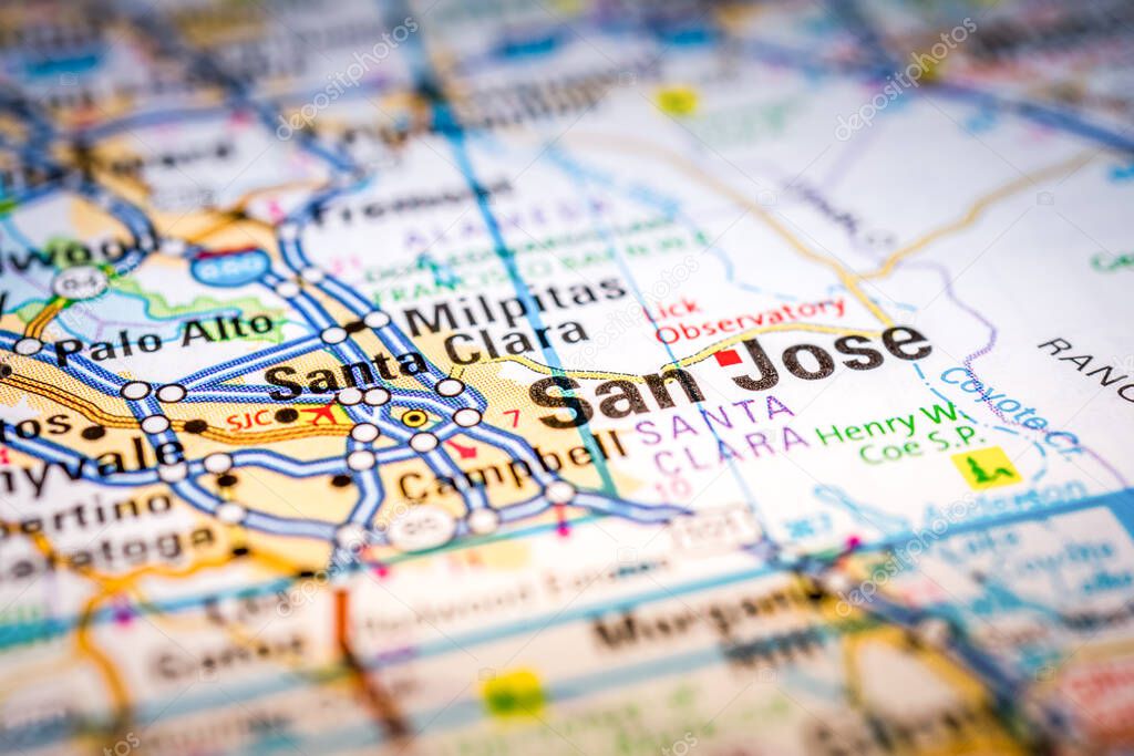 Mapa de San Jose USA, Atlas Información de viajes 2022