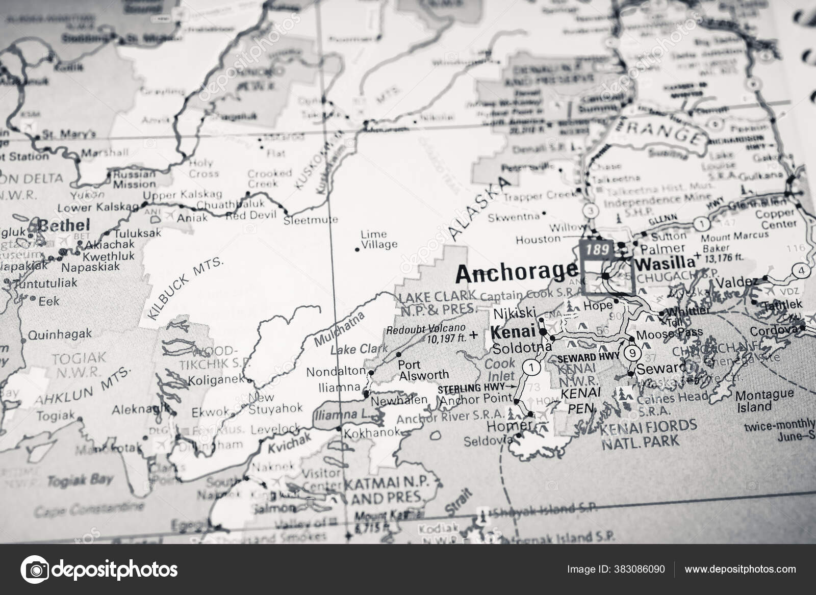 Anchorage Usa Travel Map Stock Photo by ©aallm 383086090