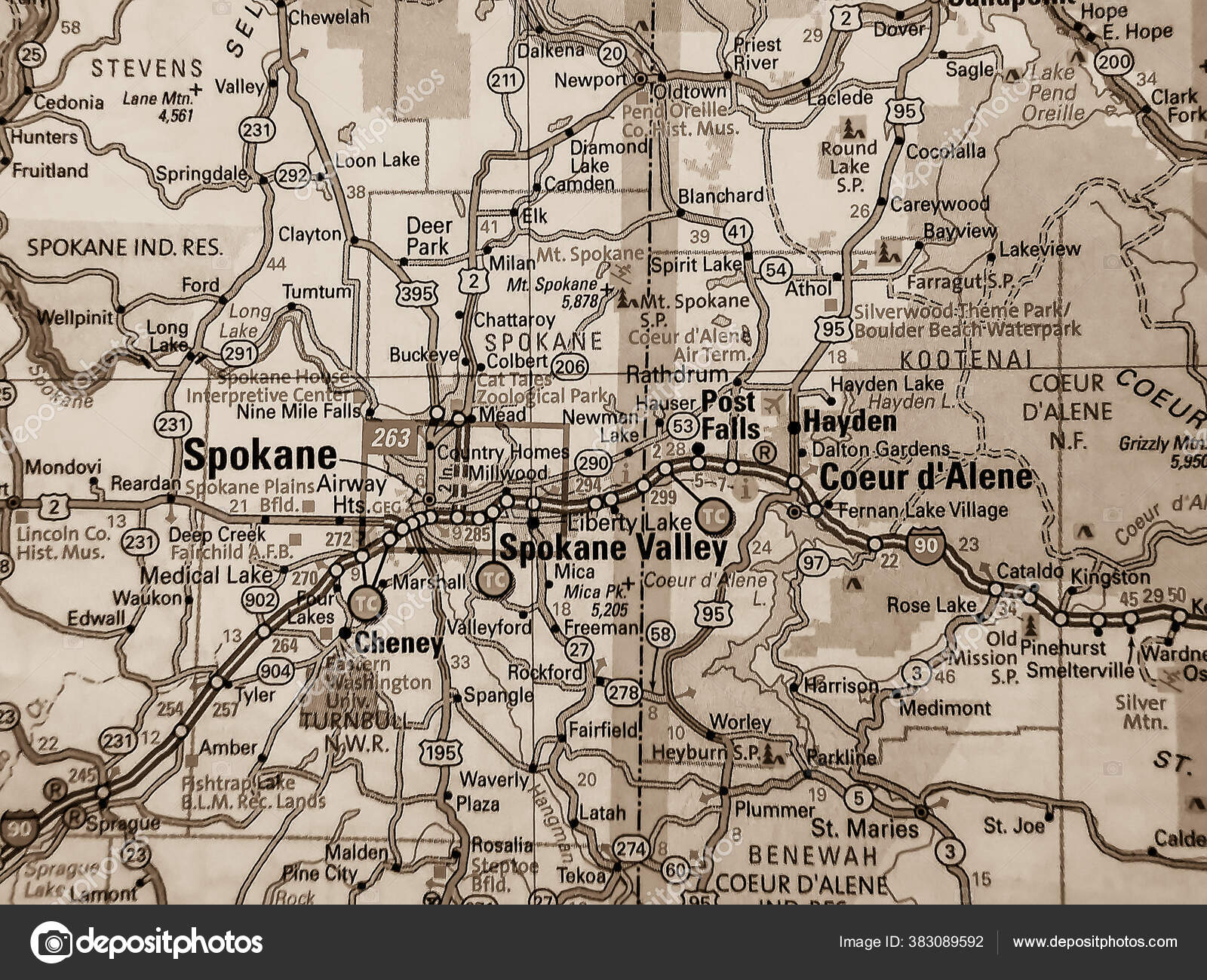 Spokane Usa Map Stock Illustration by ©aallm #383089592