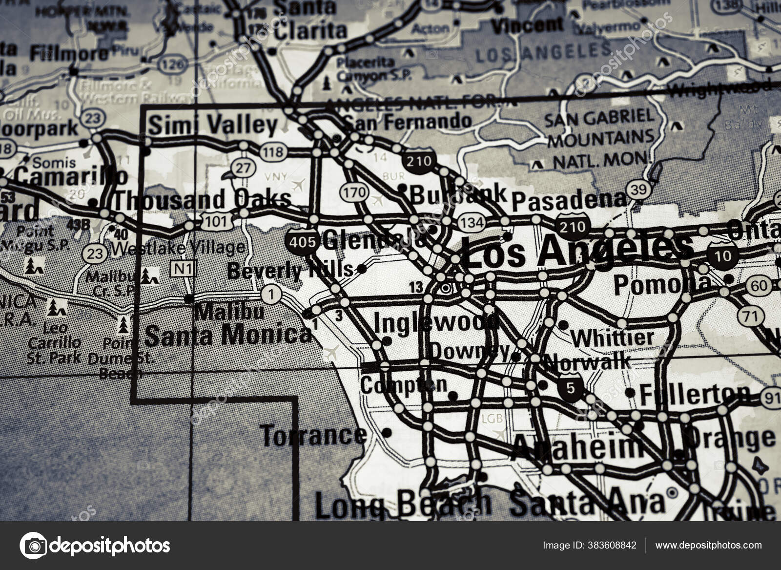 Los Angeles Usa Map Travel Background Stock Illustration by ©aallm ...