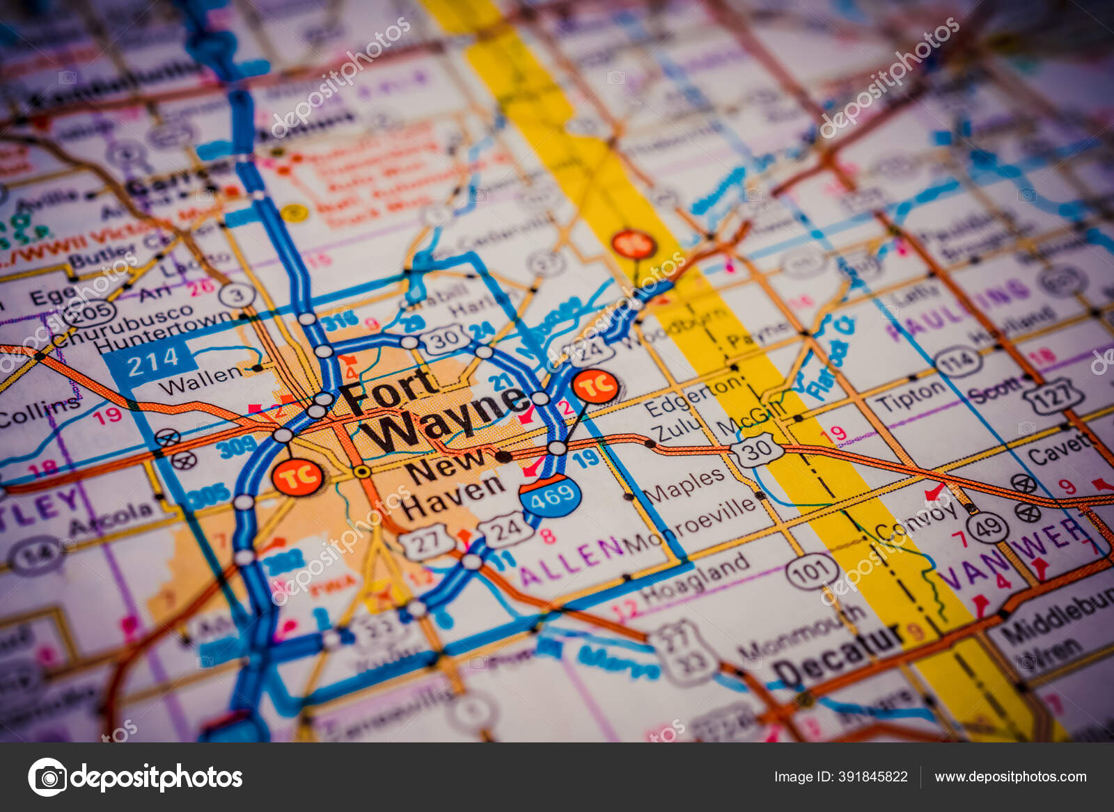 Fort Wayne Usa Travel Map Background Stock Photo by ©aallm 391845822