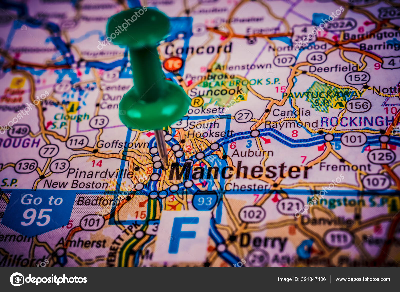 Manchester Usa Travel Map Stock Photo by ©aallm 391847406