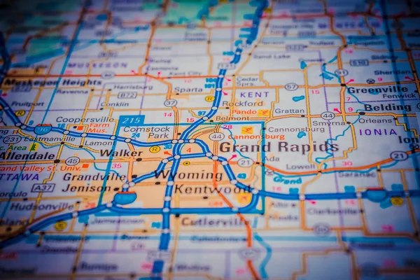 Grand Rapids Map Usa Travel Background – Stock Editorial Photo © aallm ...