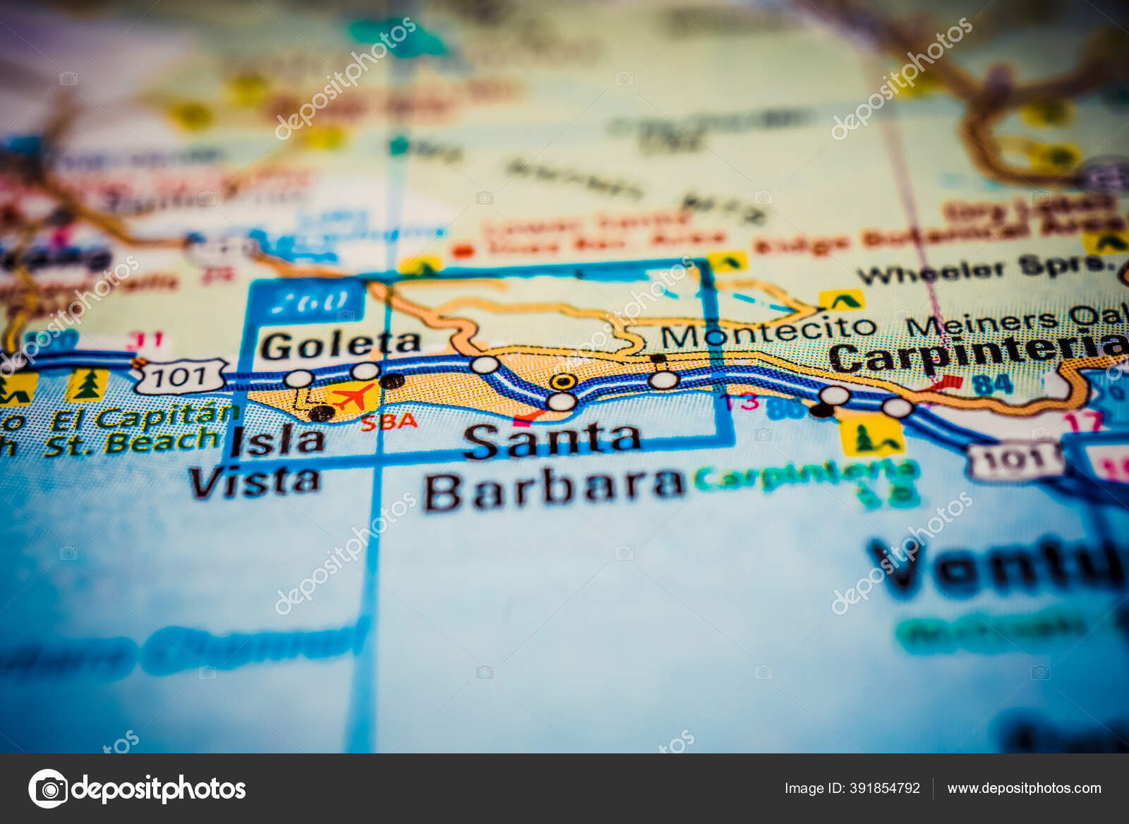 Santa Barbara Usa Map Tarvel Background Stock Photo by ©aallm 391854792