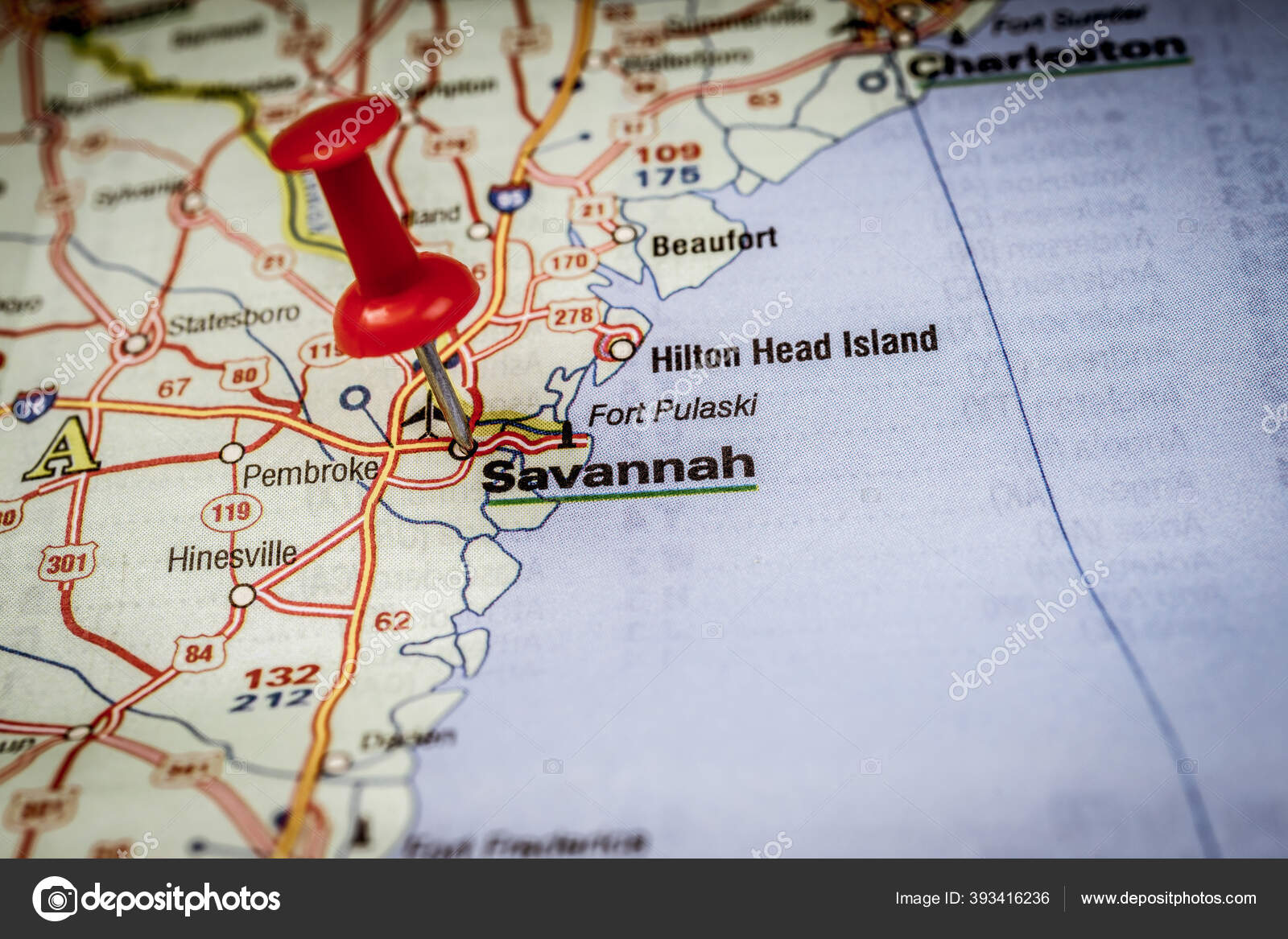 Savannah Usa Map Travel Background Stock Photo by ©aallm 393416236