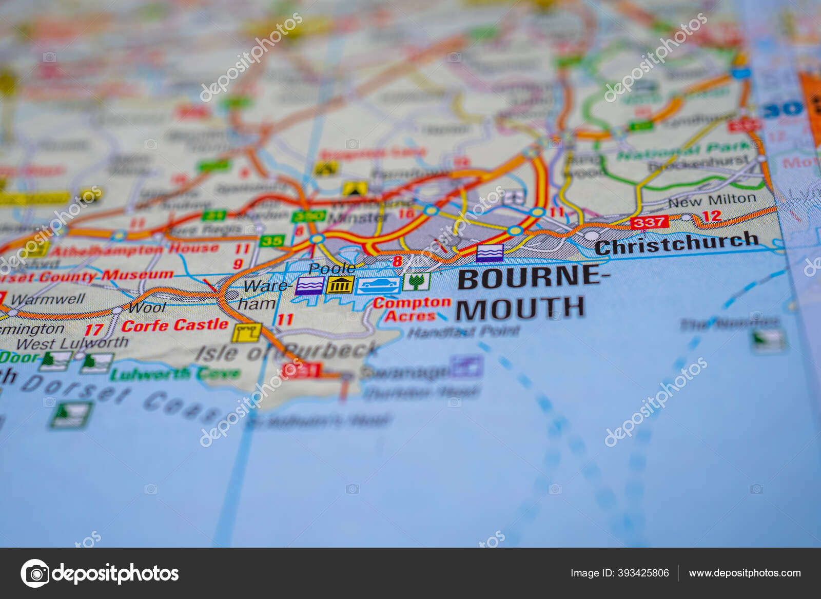 Bournemouth Map Europe Background Stock Photo by ©aallm 393425806