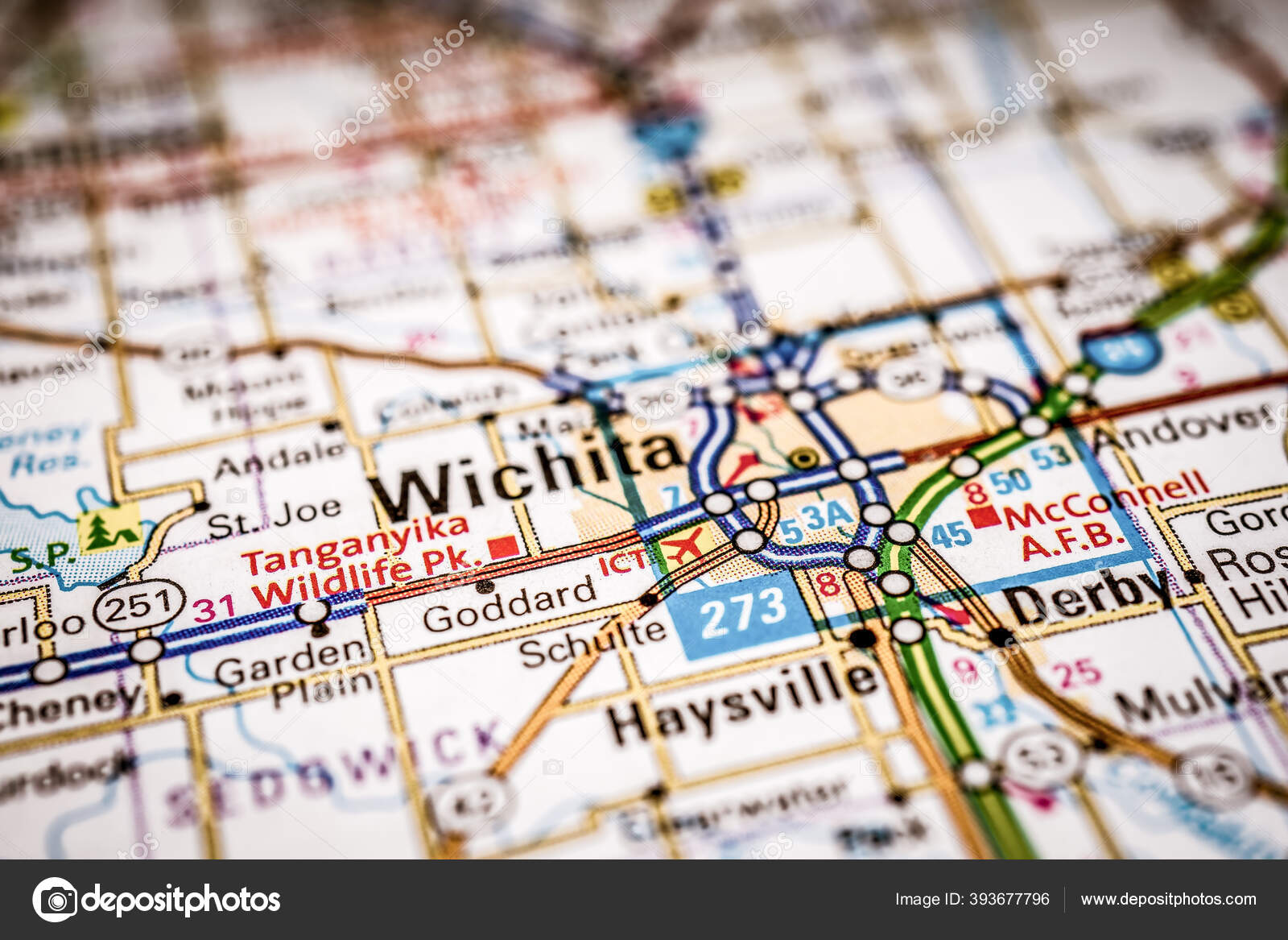 Wichita Usa Map Travel Background — Stock Photo © aallm #393677796