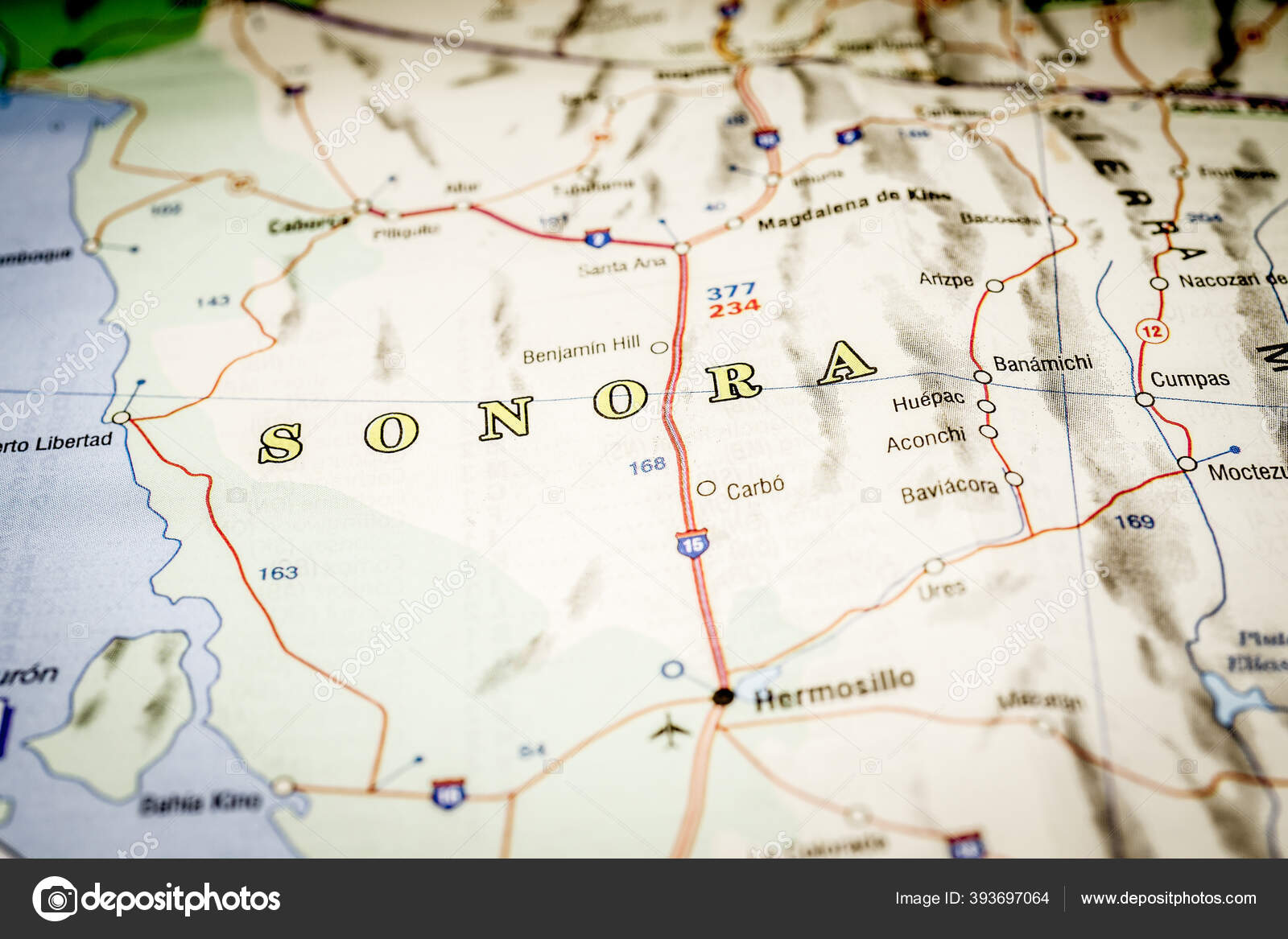 Sonora Mexico Map Travel Background Stock Photo by ©aallm 393697064