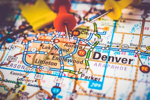 Denver Usa Map Travel Background — Stock Photo © aallm #360789486