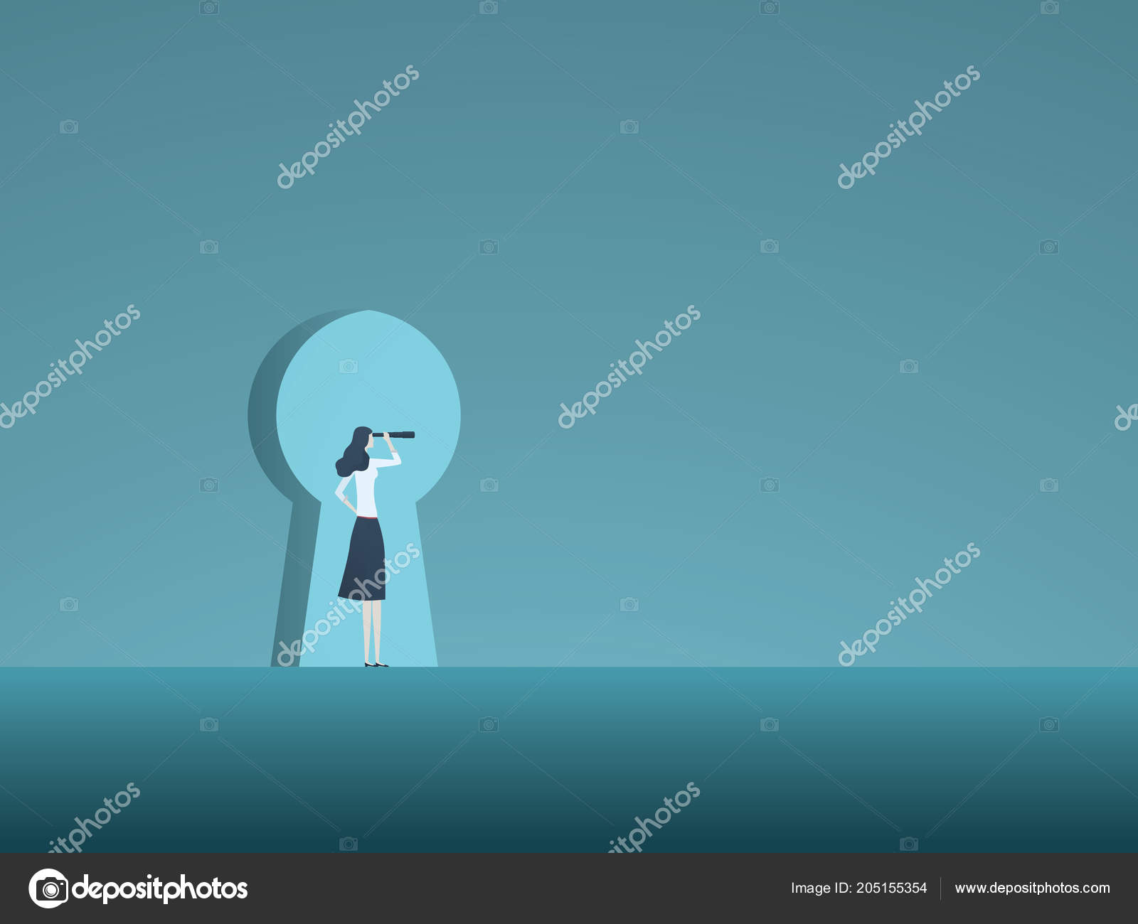 Business vision and solution vector concept with business woman looking ...