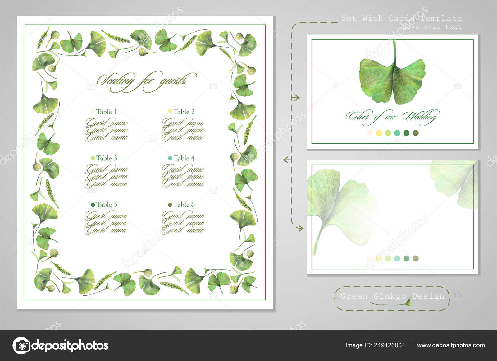 Set Wedding Printing Seating Guests Invitations Card Dress Code ...