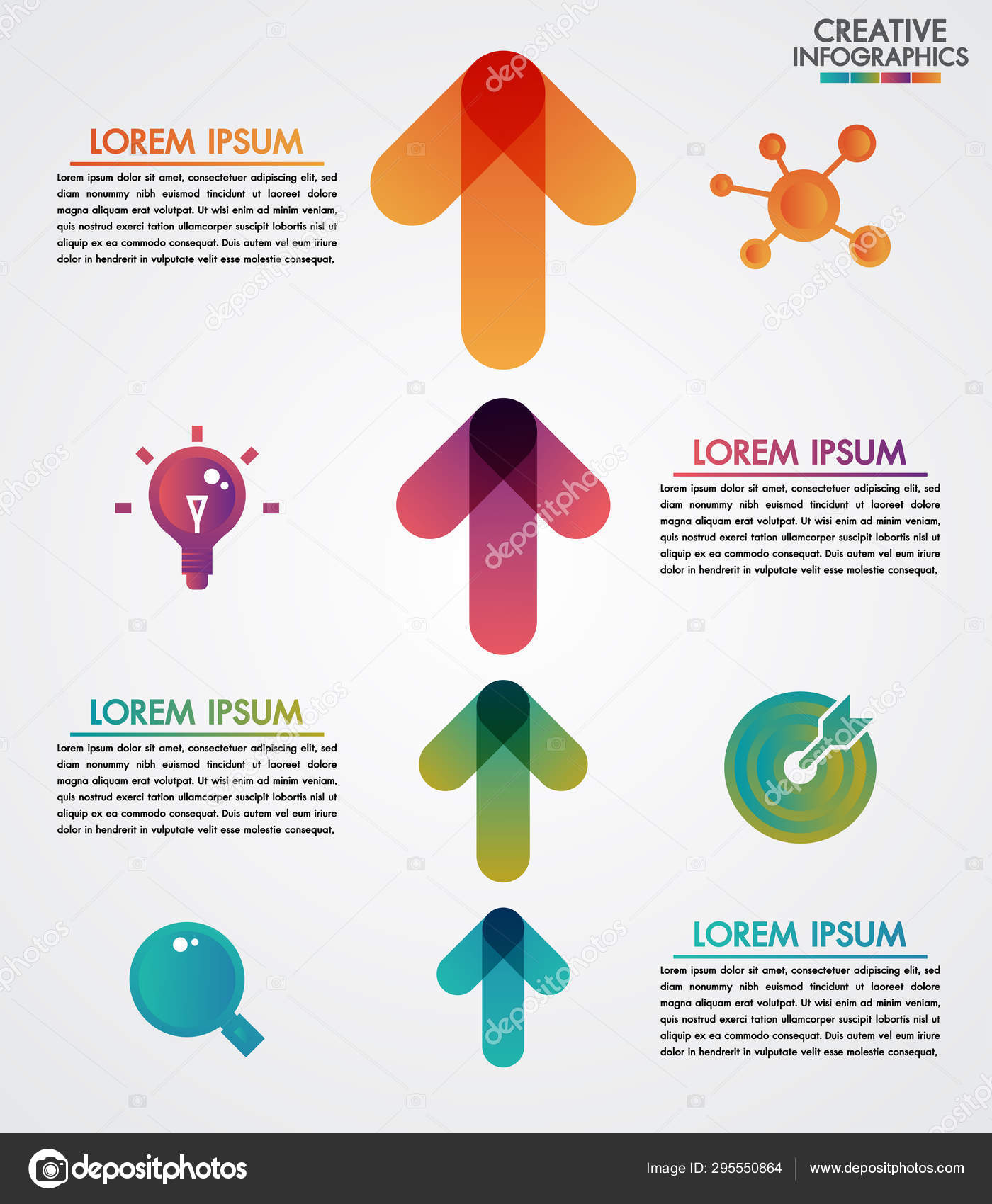Panah Vektor Langkah Templat Infografis Garis Waktu Langkah Demi ...