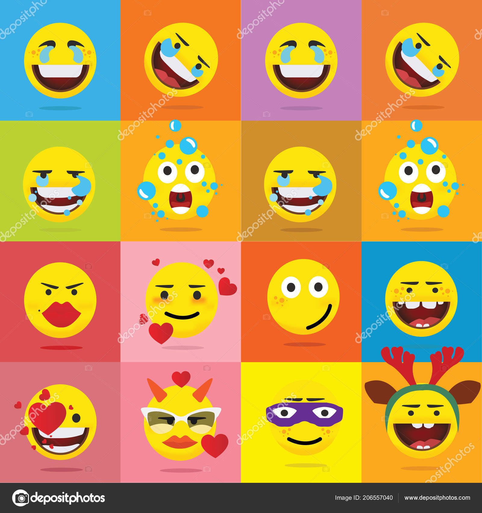 Set Emoticons Color Background Vector Illustration Stock Vector Image ...