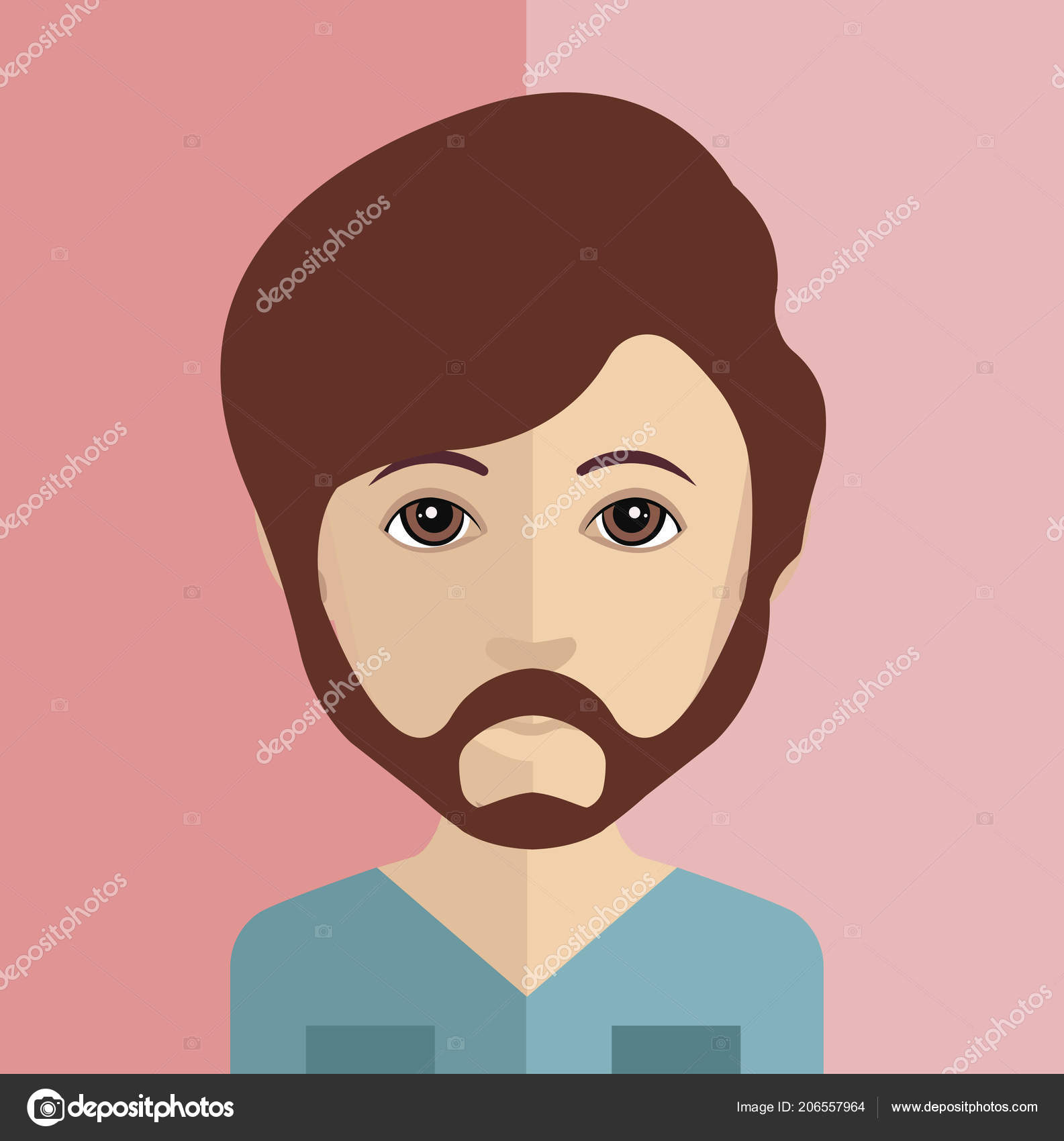 Avatar Masculino Con Peinado Barba Ilustración Vectorial Vector de ...
