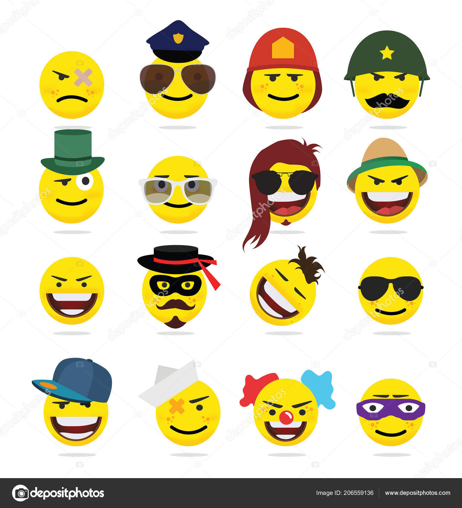 Kreative Emoticons Smileys Auf Weißem Hintergrund Vektorillustration ...