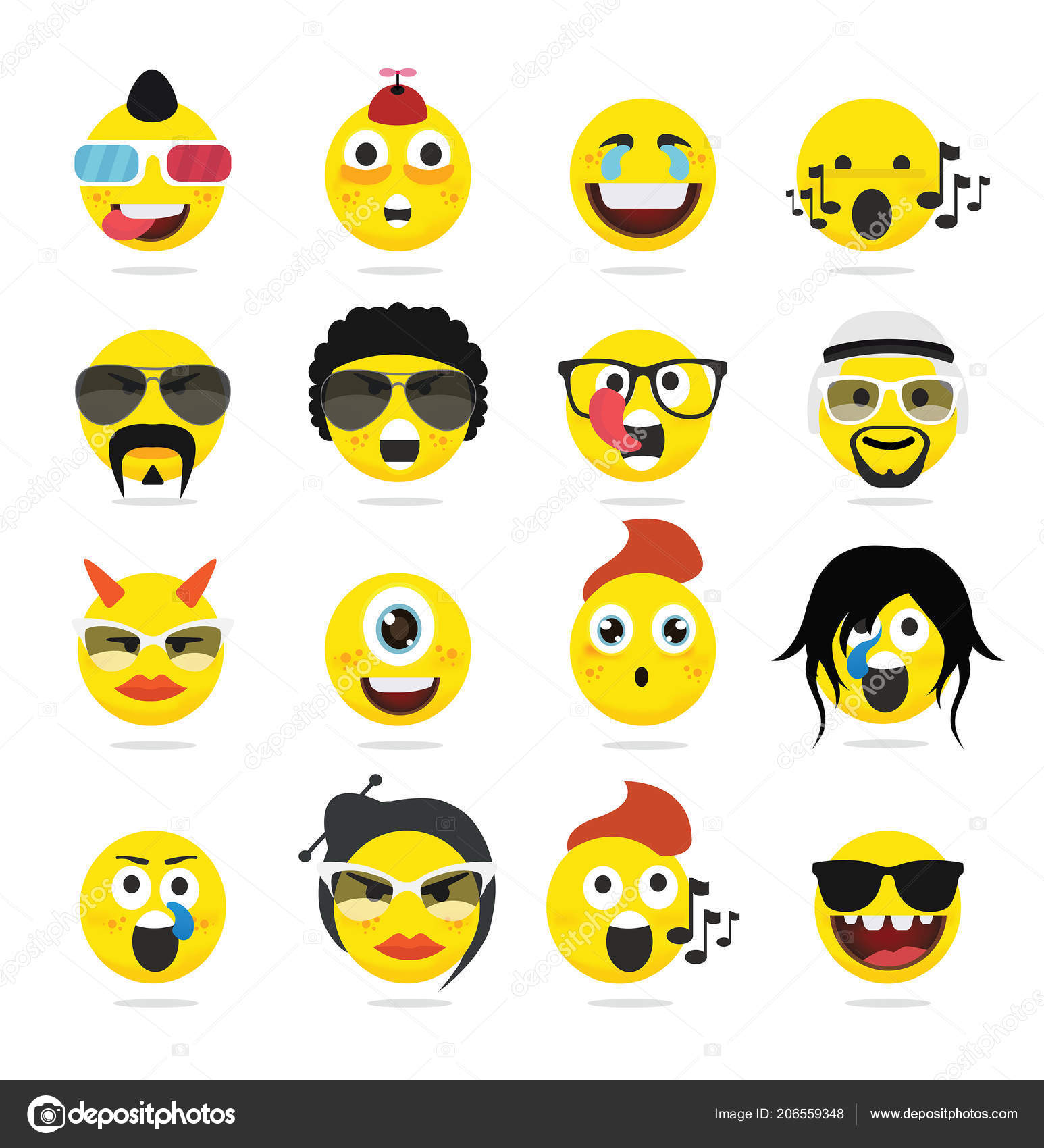 Creative Emoticons Smileys Isolated White Background Vector ...