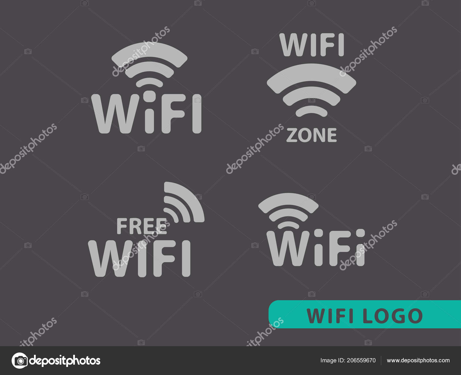 Wireless Logos Wifi Icons Dark Background Vector Illustration Stock Vector by ©Sky-Designs 206559670