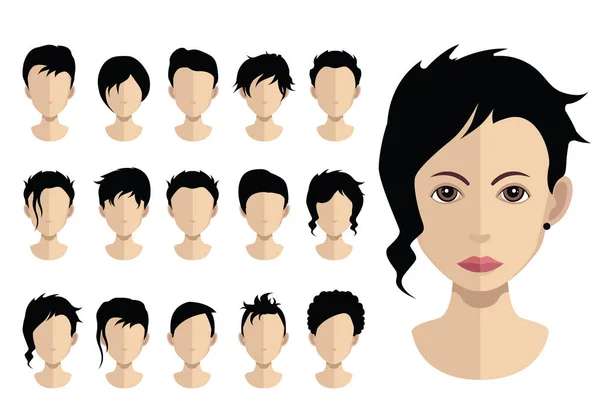 Avatar Heads Hairstyles Haircut Collection Vector Illustration Stock ...