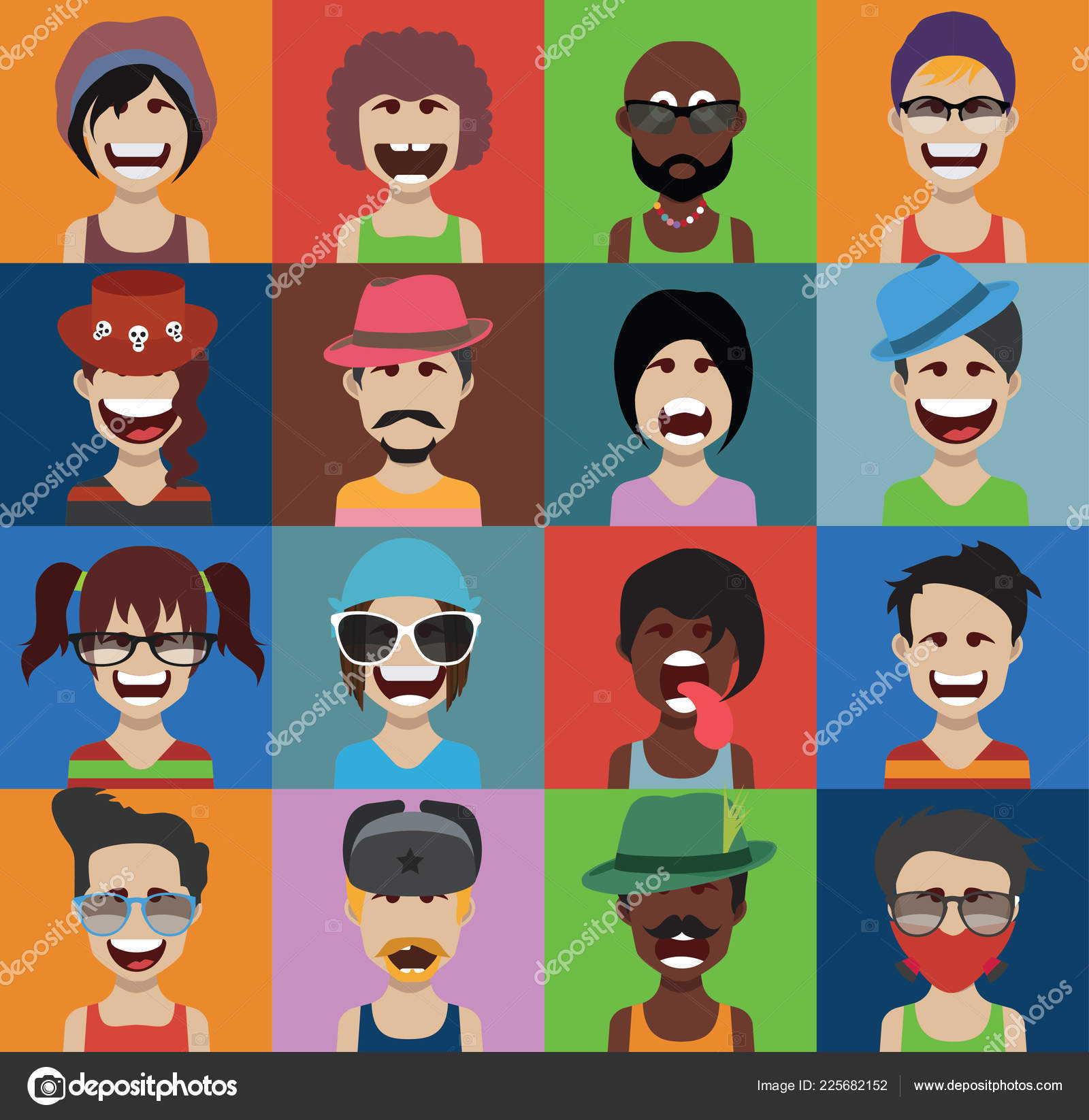 Conjunto de diversos avatares Vector de stock #225682152 de ©Sky-Designs