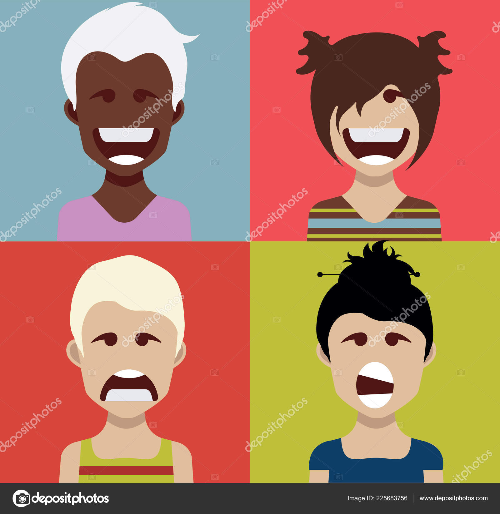 Conjunto de diversos avatares Vector de stock #225683756 de ©Sky-Designs