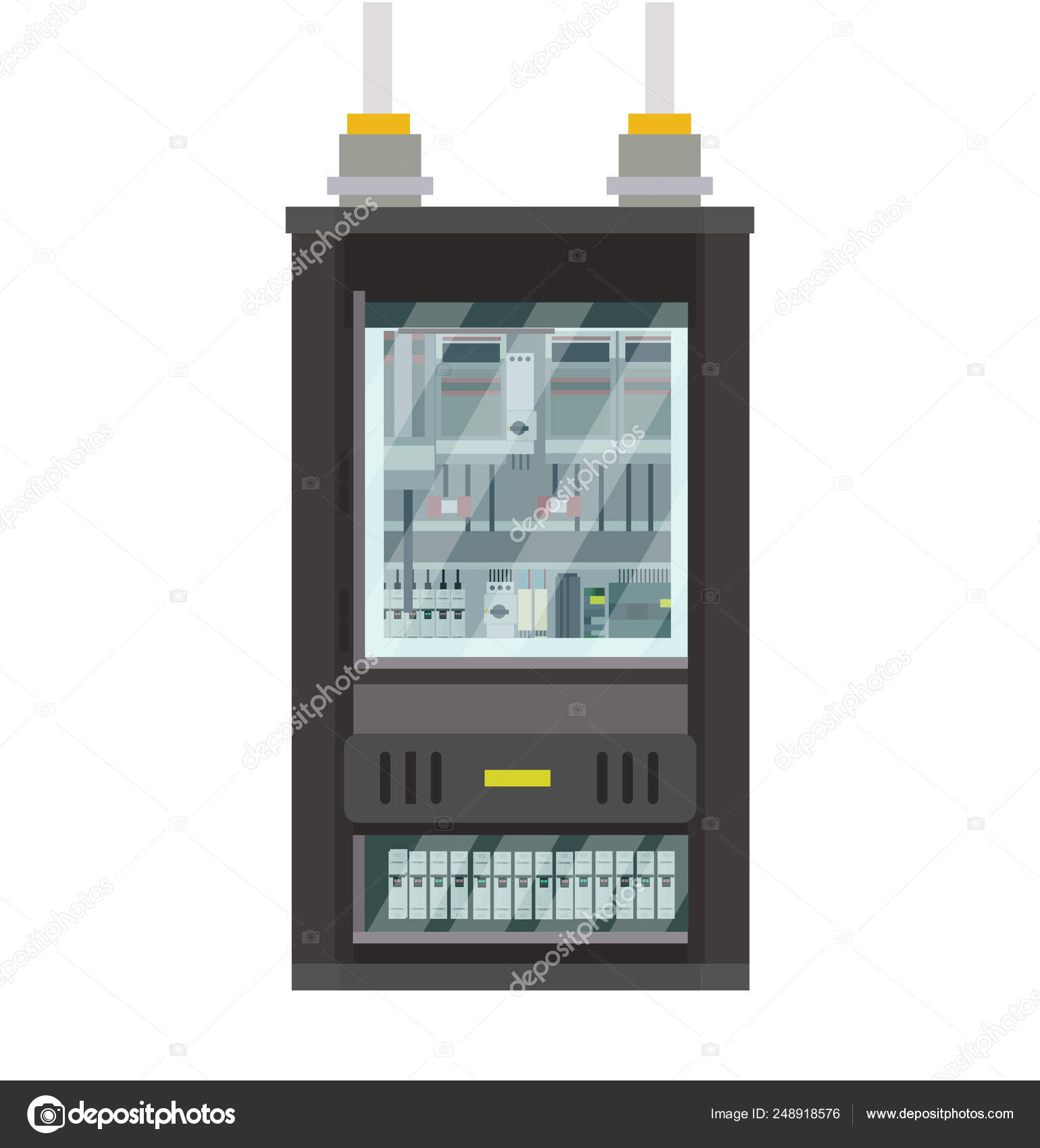 Colorful Vector Illustration Industrial Electrical Control Panels Stock ...