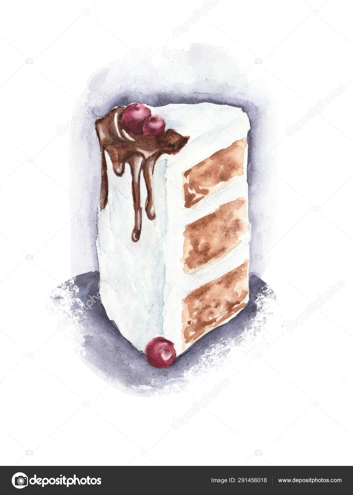 Hand Painted Watercolor Cake Illustration Vector Illustration ...