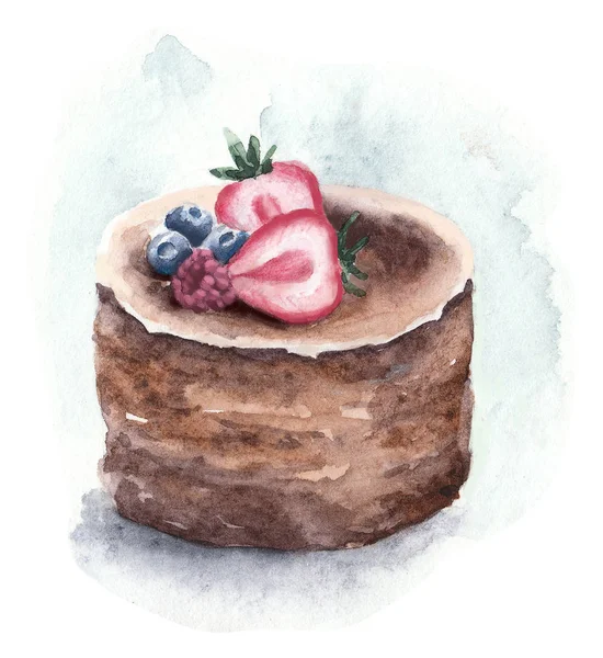 Hand Painted Watercolor Cake Illustration Vector Illustration ...