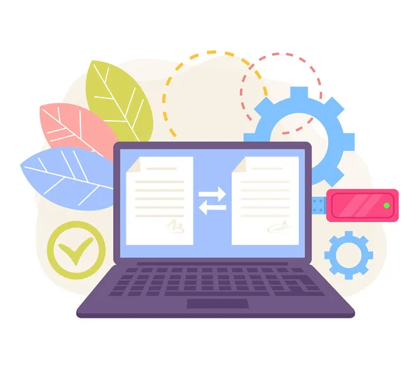 Digital signature electronic document management concept. Vector flat ...