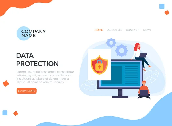 Data protection computer pc banner poster web banner page concept ...