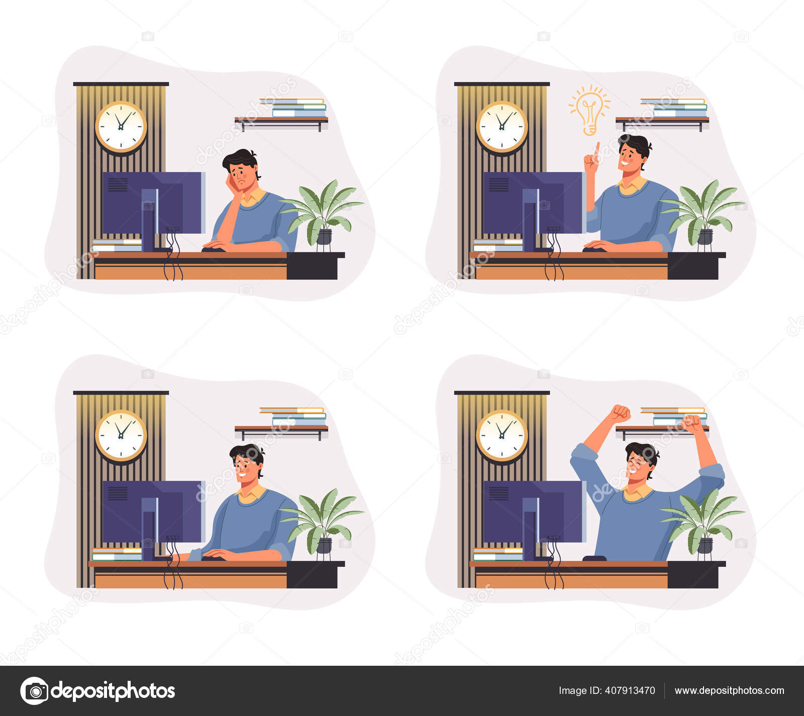 Idea Work Project Stage Concept Vector Flat Graphic Design Cartoon ...