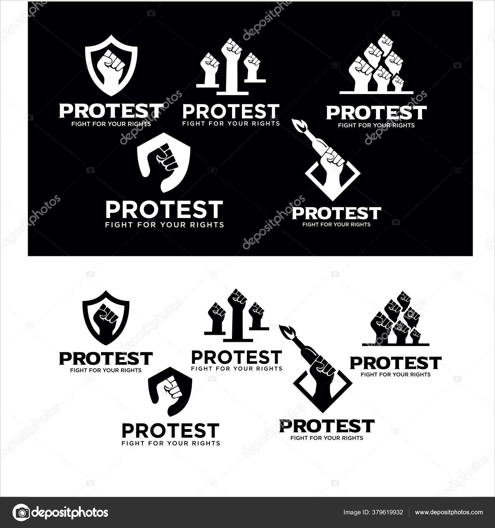 Set Protest Logo Design Vector Stock Protest Logo Revolution Raised ...
