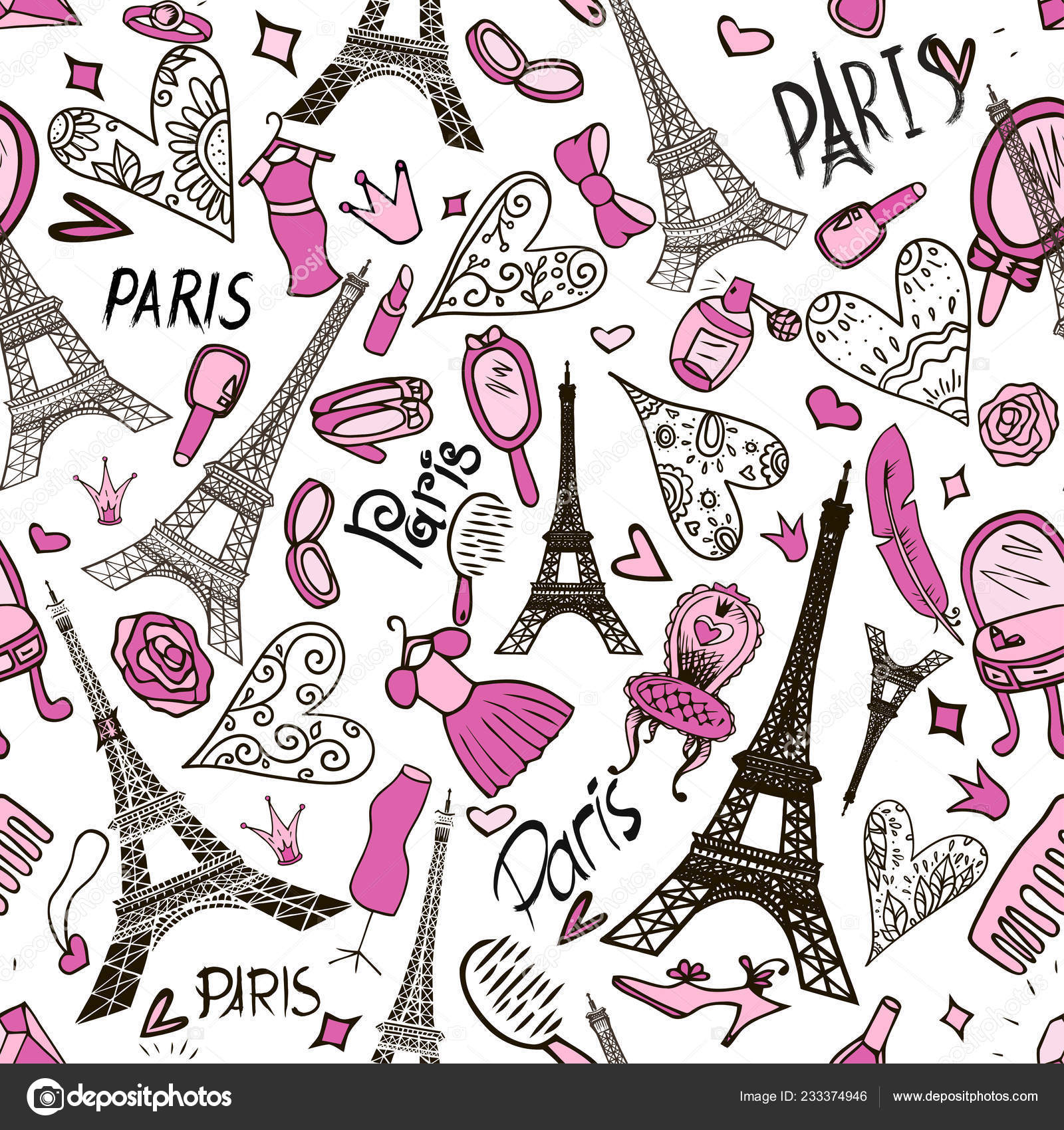 Vector Seamless Pattern Eiffel Tower Paris Romantic Background Stock ... Vector Seamless Pattern Eiffel Tower Paris Romantic Background Stock ...