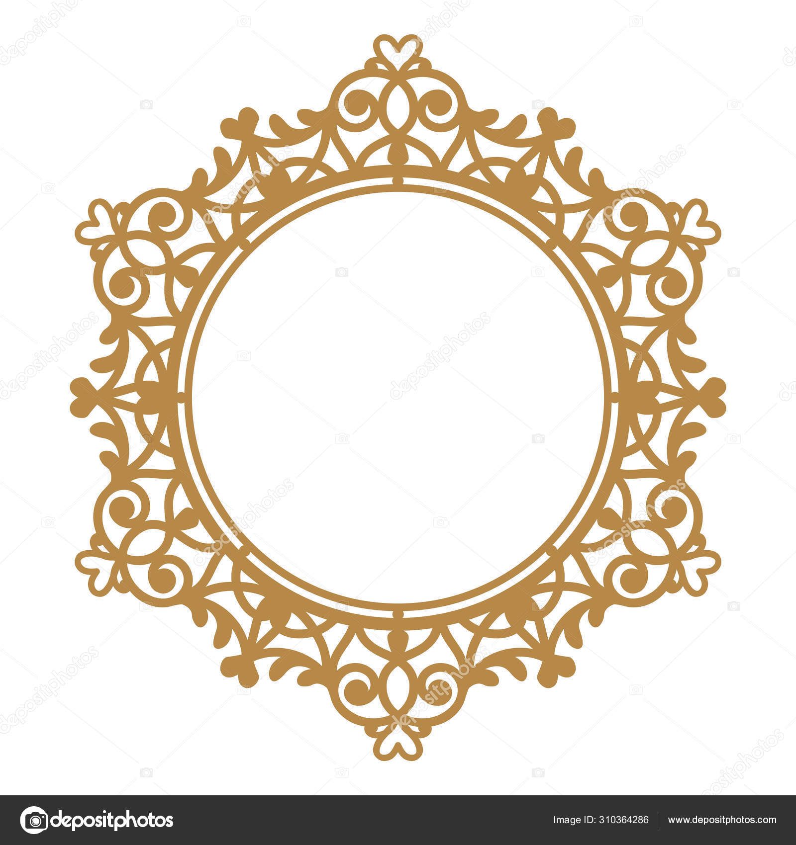 Laser cutting photo frame. Decorative round template for design. Vector ...