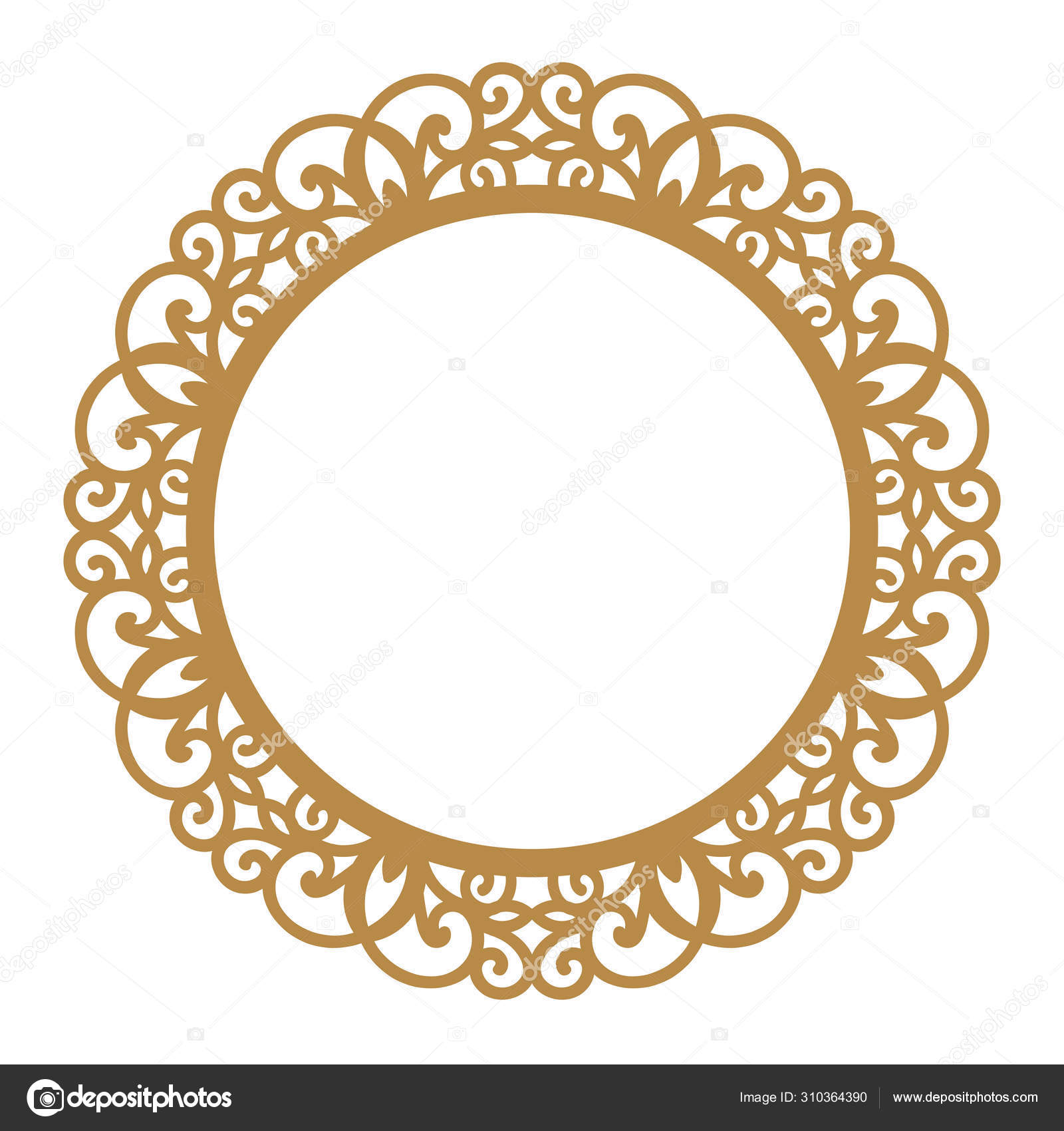 Laser cutting photo frame. Decorative round template for design. Vector ...
