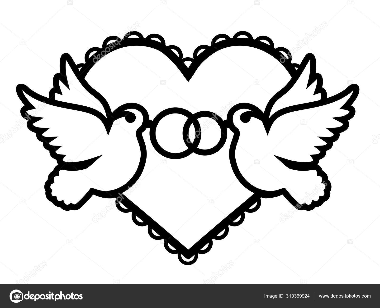 Wedding Love Bird Clip Art Black And White