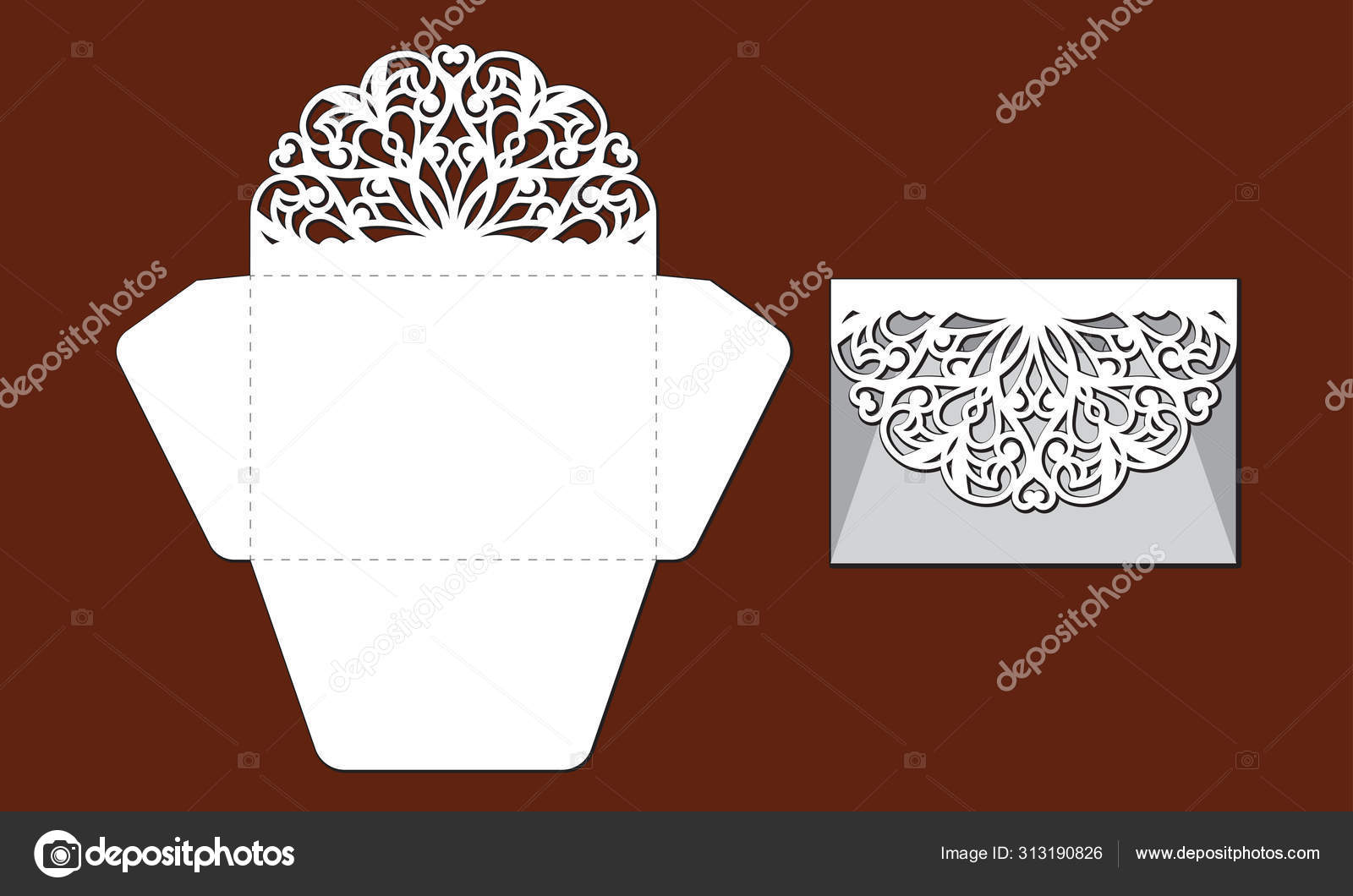 Plantilla de corte por láser de silueta vectorial calada. Para tarjeta ...