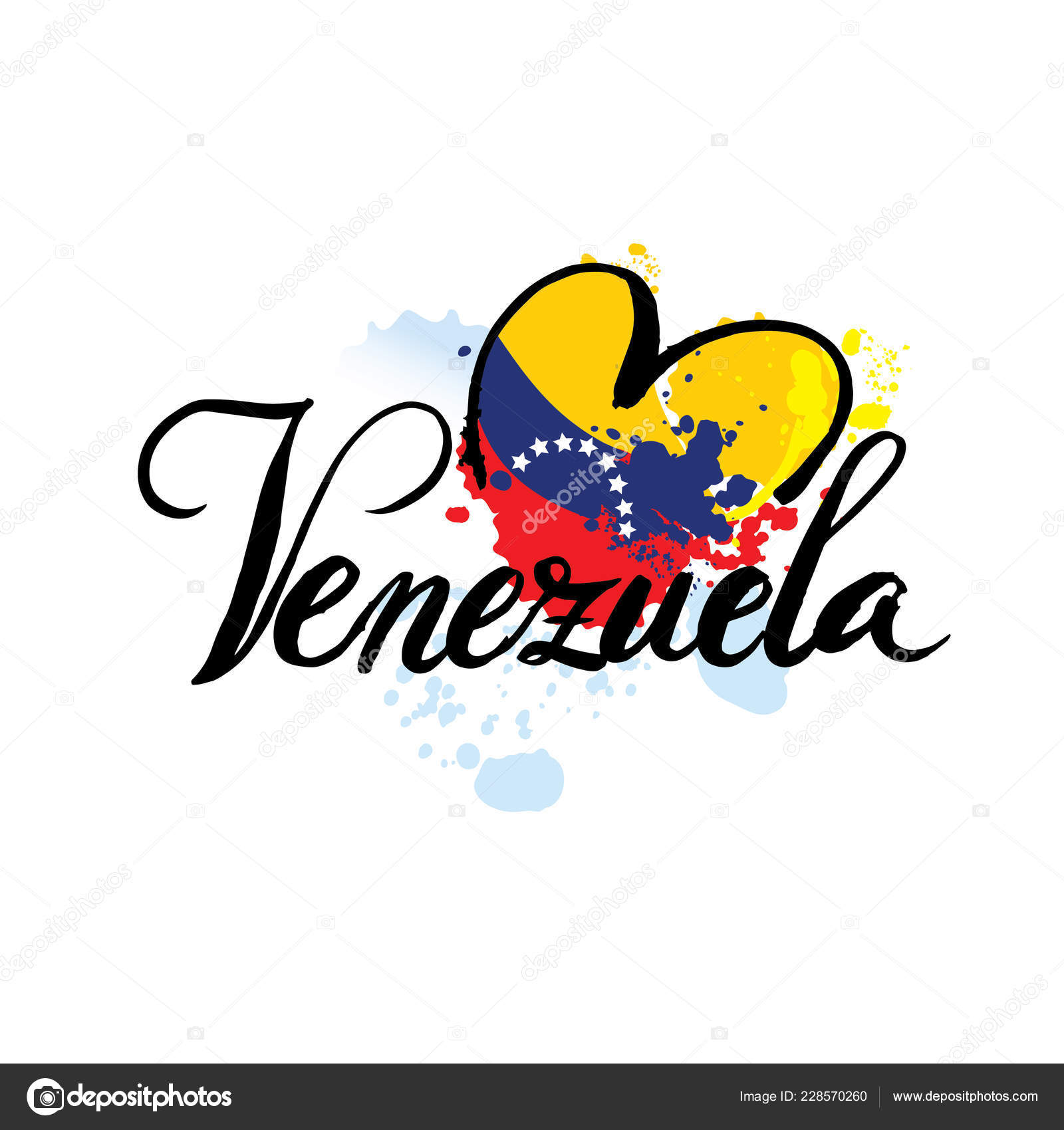 Lettering caligráfico escrito a mano cita Venezuela con elementos ...