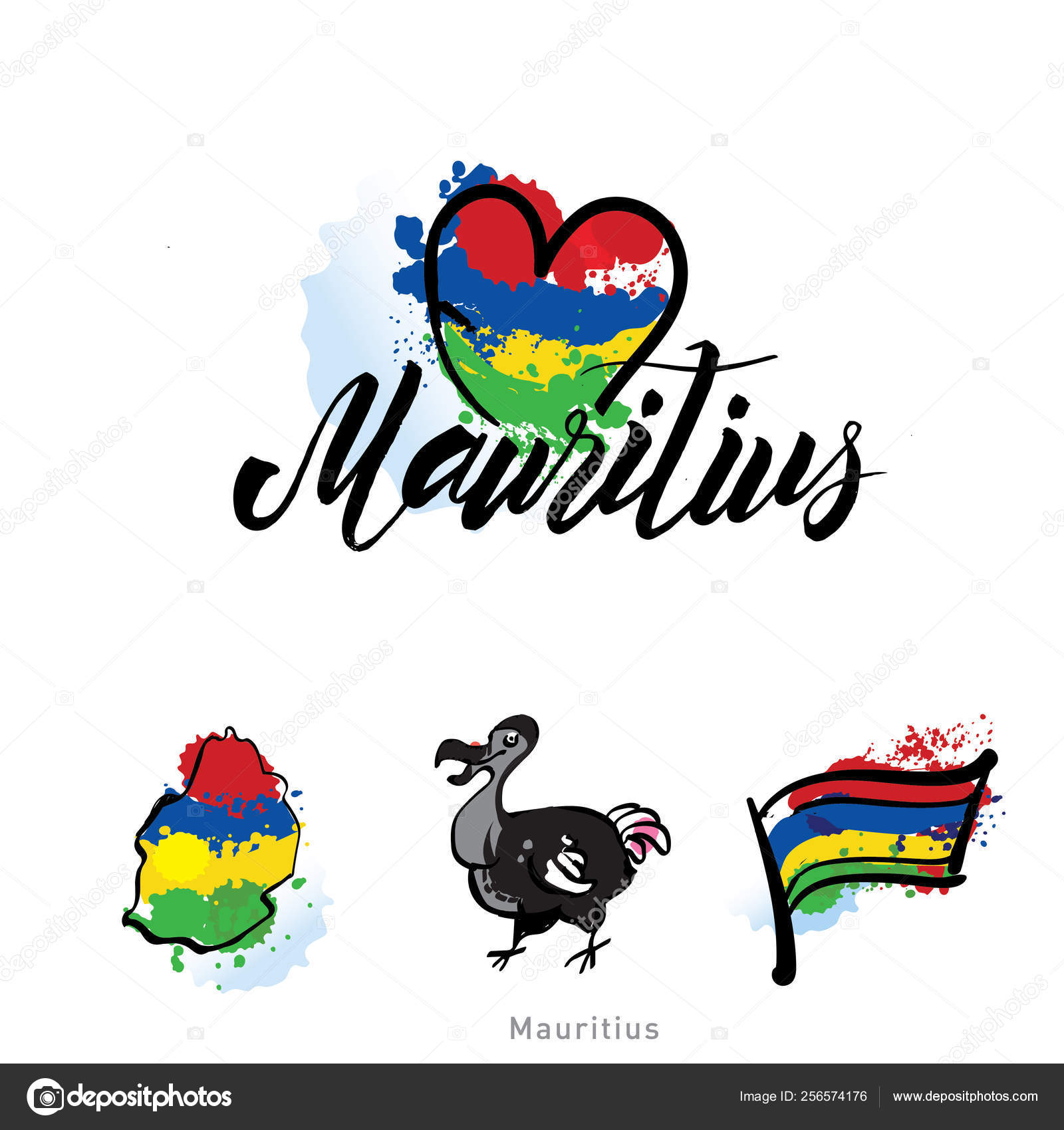 Mauritius country flag concept with grunge design suitable for a logo ...