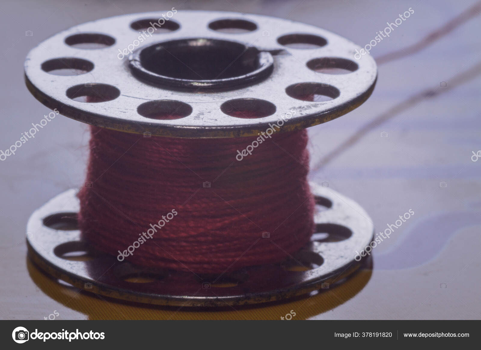 Close Bobbin Winder Sewing Machine Thread Metal Reel — Stock Photo ...