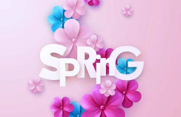 Spring Vector Realistic Illustration Paper Cut Spring Banner Cutout ...