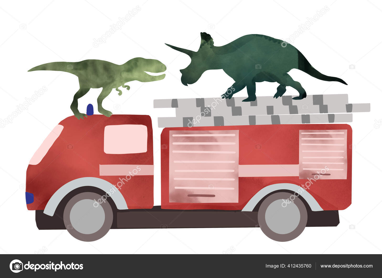 Fire truck isolated on white background. illustration for kids Stock ...