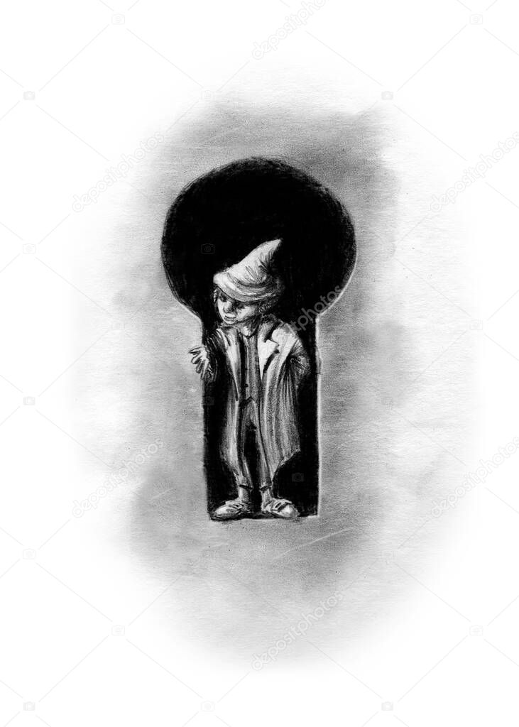 Silueta De Duende En Blanco Y Negro Leprechaun Y Moneda De Oro Gratis